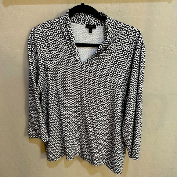 Talbots | Tops | Talbots Xl Black And White Geometric Top | Poshmark